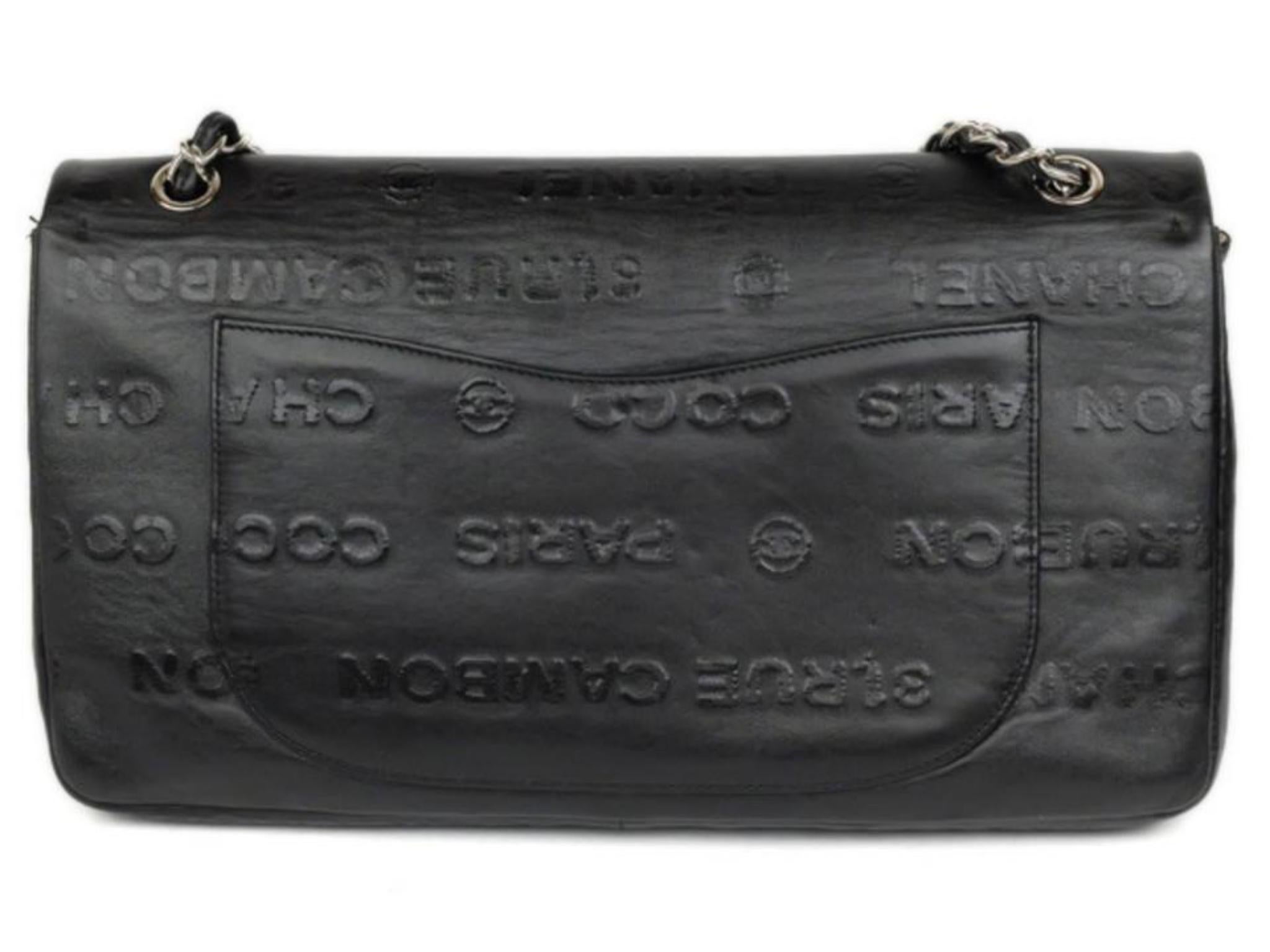 Chanel Extra Large Maxi Classic Double Flap 224657 Black Embossed ...