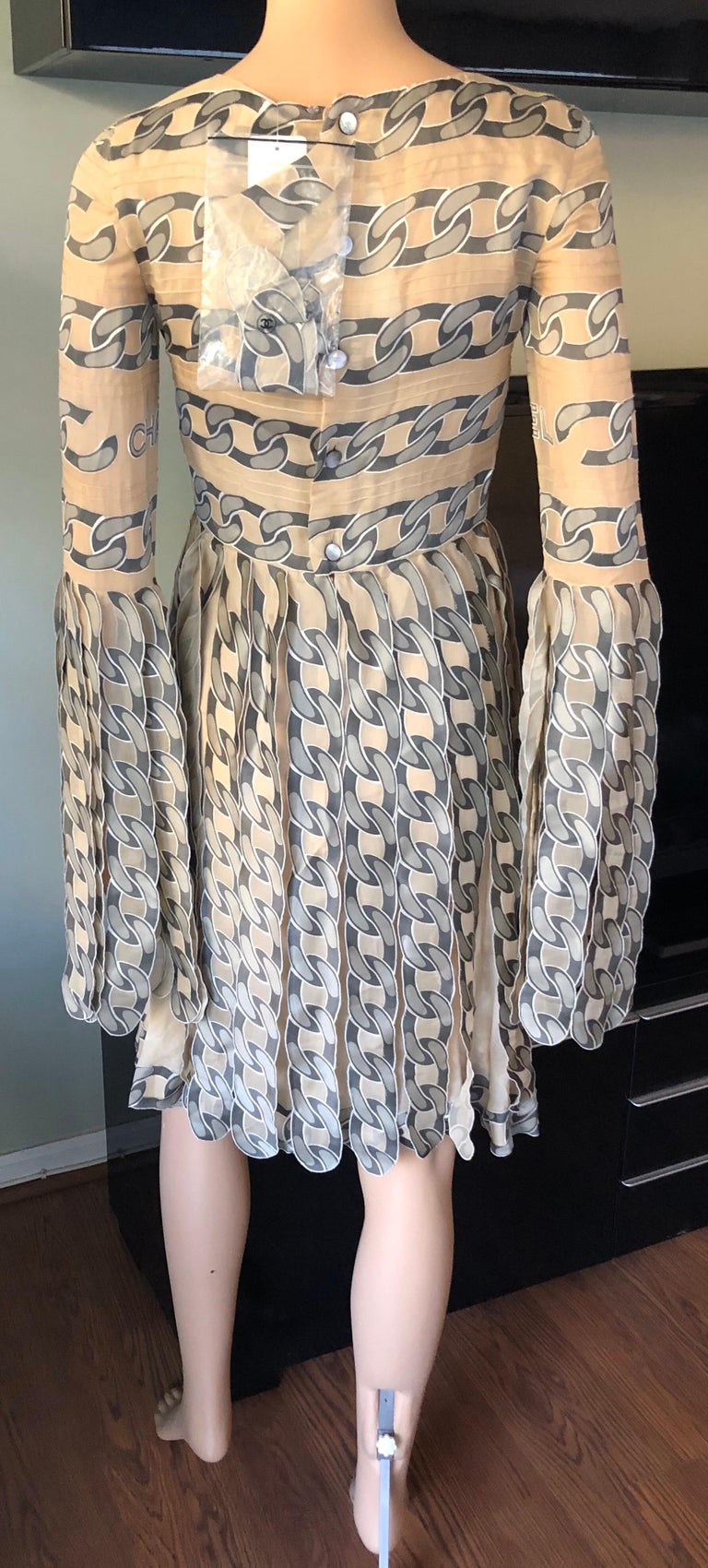 Chanel F/W 2001 Logo Chain Link Print Fringed Dress at 1stDibs | chanel ...