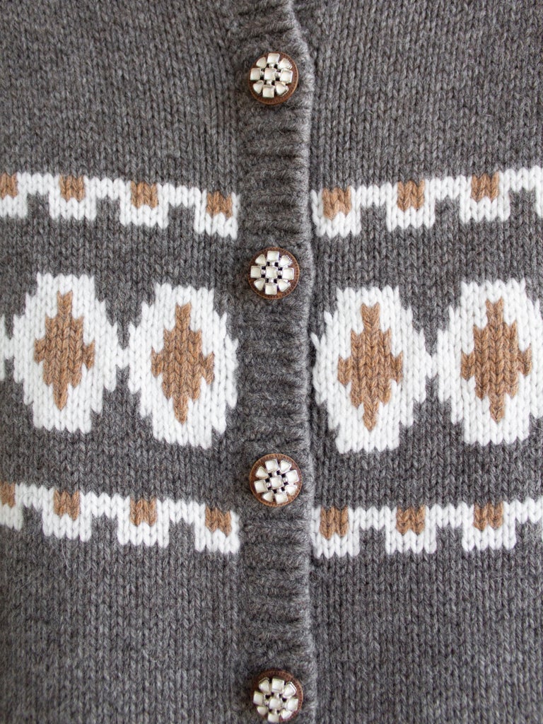 Chanel Fall 2019 Fair Isle Grey Beige White Wool Cashmere 19A Sweater ...