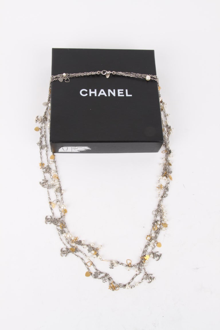 Chanel Fall/Winter 2007 Silver Gold Multi-Strand Chain Hearts Clover ...