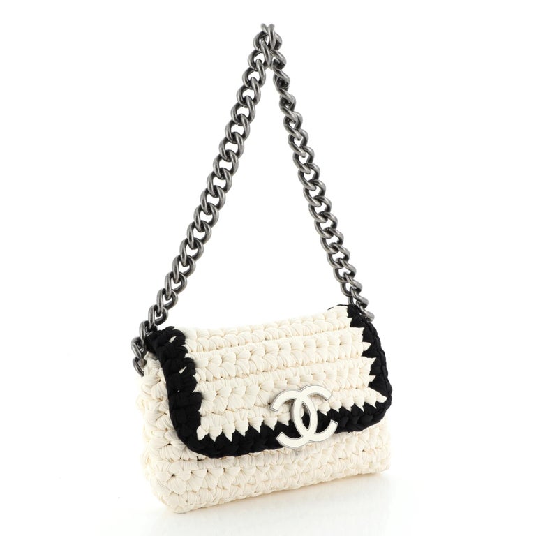 Chanel Fancy Crochet Flap Bag Fabric Small at 1stDibs | chanel crochet ...