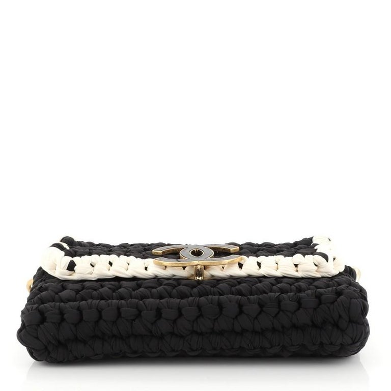 Chanel Fancy Crochet Flap Bag Fabric Small at 1stDibs