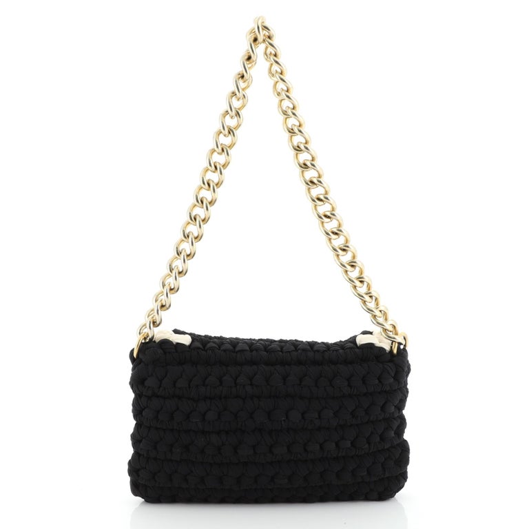 Chanel Fancy Crochet Flap Bag Fabric Small at 1stDibs