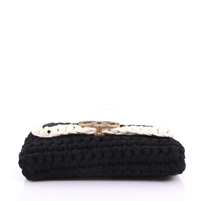 Chanel Fancy Crochet Flap Bag Fabric Small at 1stDibs