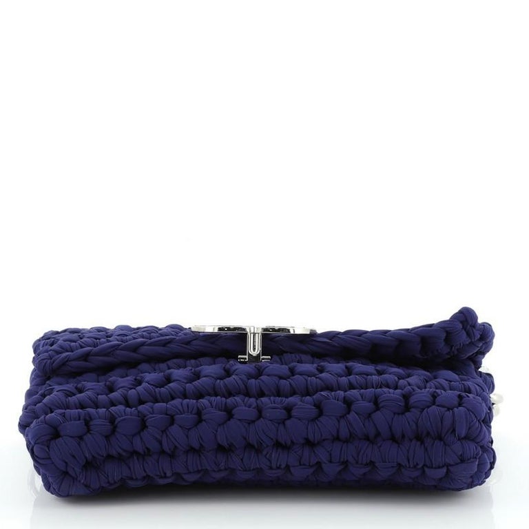 Chanel Fancy Crochet Flap Bag Fabric Small at 1stDibs
