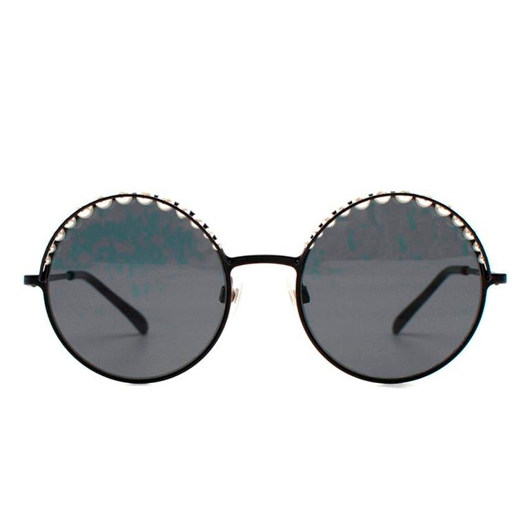 Chanel Faux-pearl Embellished Round-frame Sunglasses at 1stDibs
