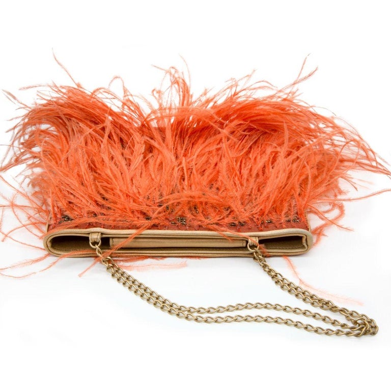Chanel feather clutch bag For Sale at 1stDibs