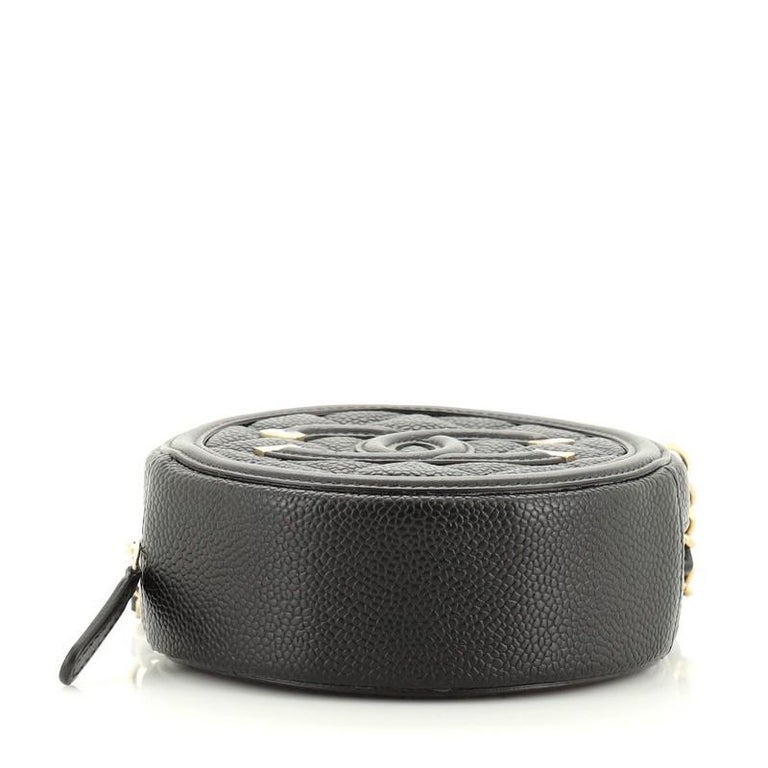 Chanel Filigree Round Clutch with Chain Quilted Caviar Mini at 1stDibs