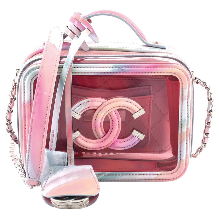 Chanel Filigree Vanity Case PVC with Lambskin Small For Sale at 1stDibs