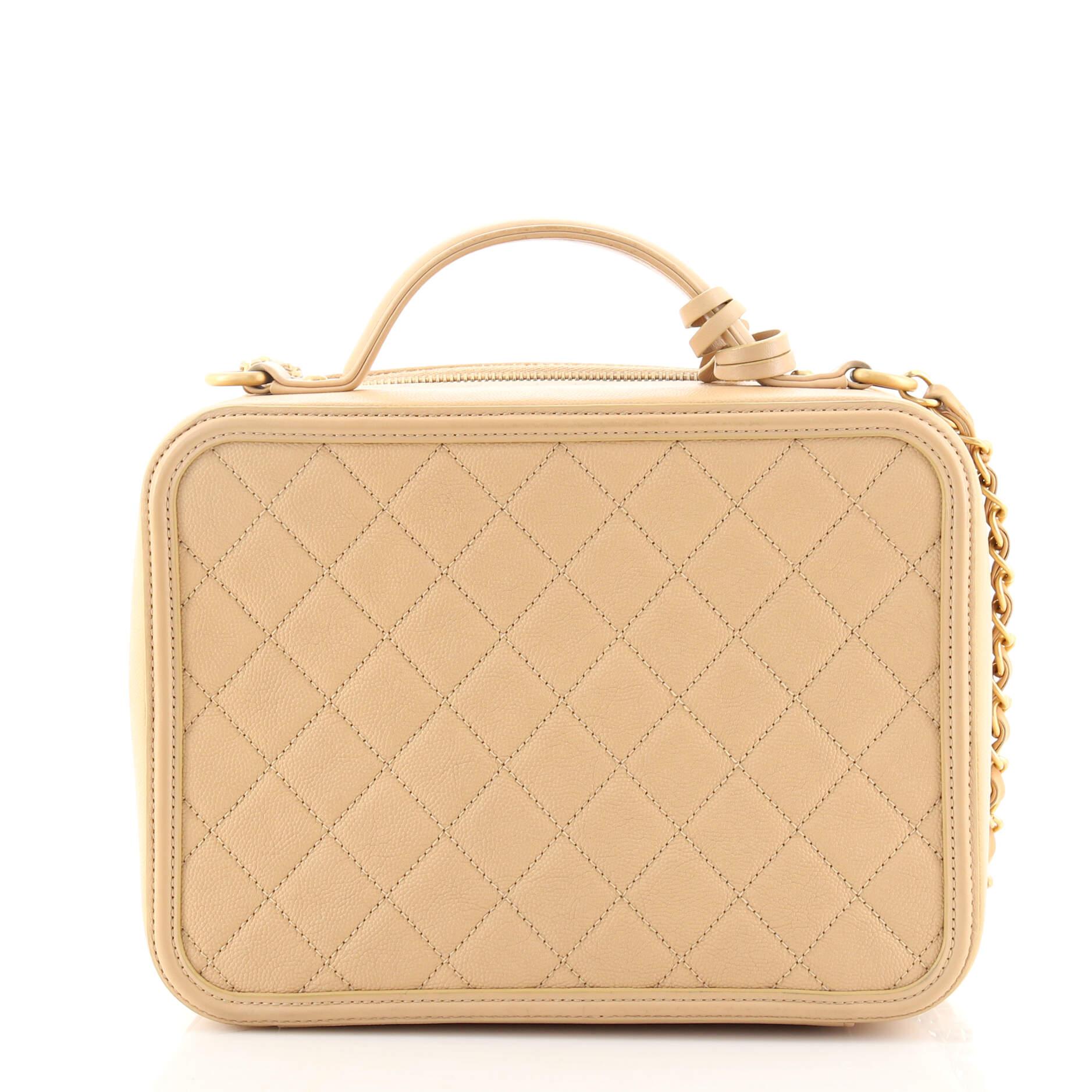 Chanel Filigree Vanity Case Quilted Caviar Large at 1stDibs