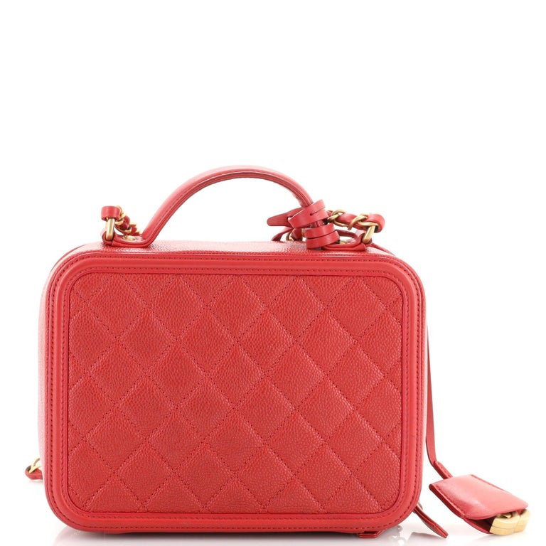 Chanel Filigree Vanity Case Quilted Caviar Medium For Sale at 1stDibs
