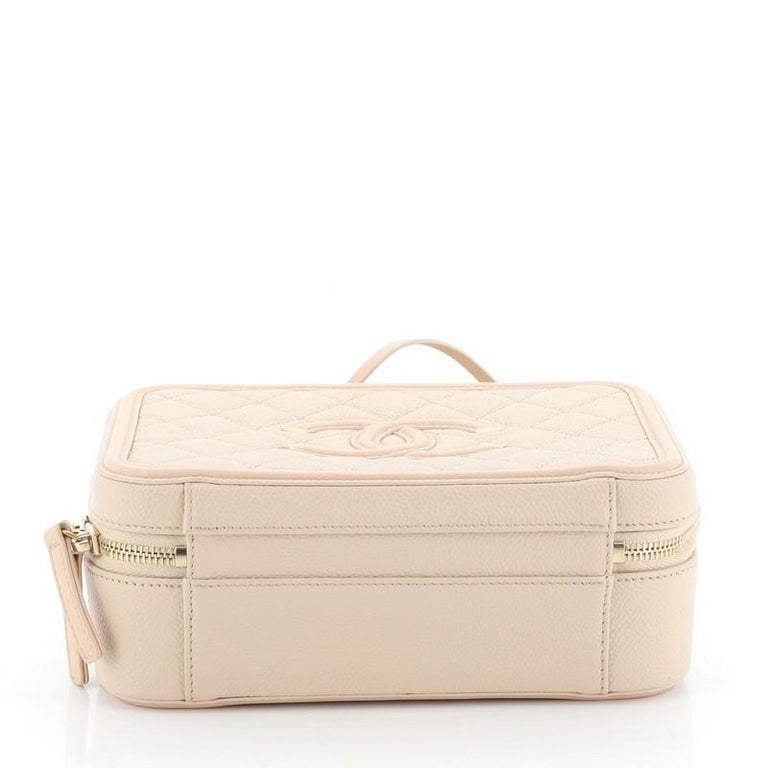 Chanel Filigree Vanity Case Quilted Caviar Medium at 1stDibs