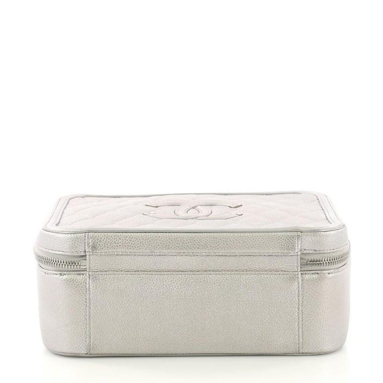 Chanel Filigree Vanity Case Quilted Caviar Medium at 1stDibs