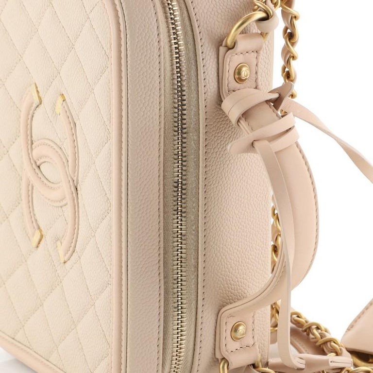 Chanel Filigree Vanity Case Quilted Caviar Medium at 1stDibs