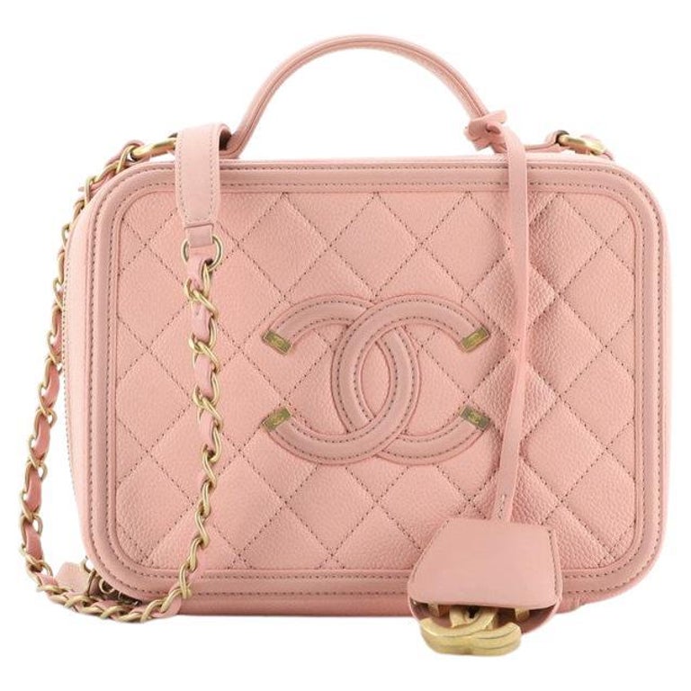 Chanel Filigree Vanity Case Quilted Caviar Medium at 1stDibs