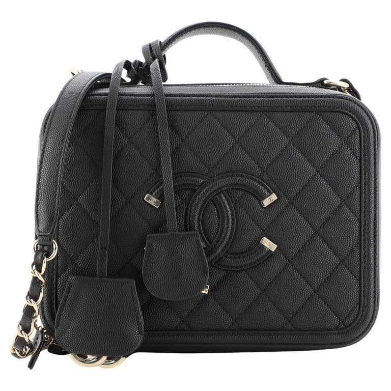 Chanel Filigree Vanity Case Quilted Caviar Medium For Sale at 1stDibs