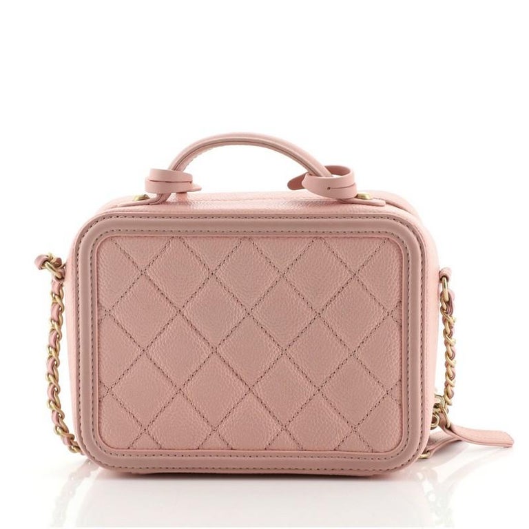 Chanel Filigree Vanity Case Quilted Caviar Small at 1stDibs