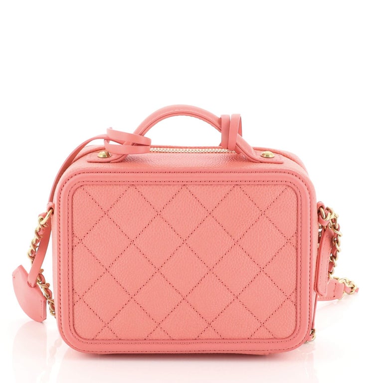 Chanel Filigree Vanity Case Quilted Caviar Small at 1stDibs