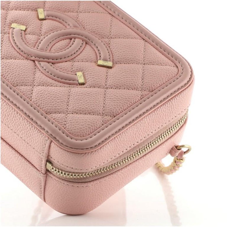 Chanel Filigree Vanity Case Quilted Caviar Small at 1stDibs