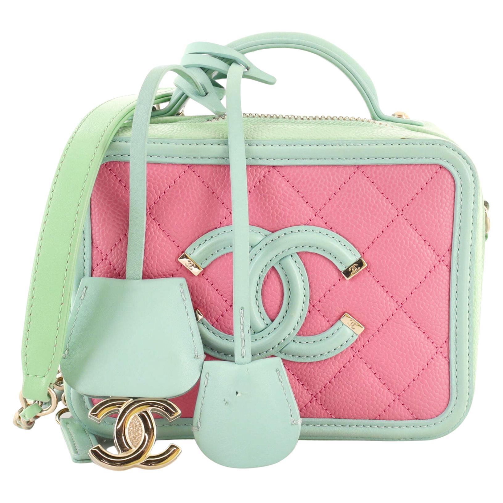 Chanel Filigree Vanity Case Quilted Caviar Small at 1stDibs