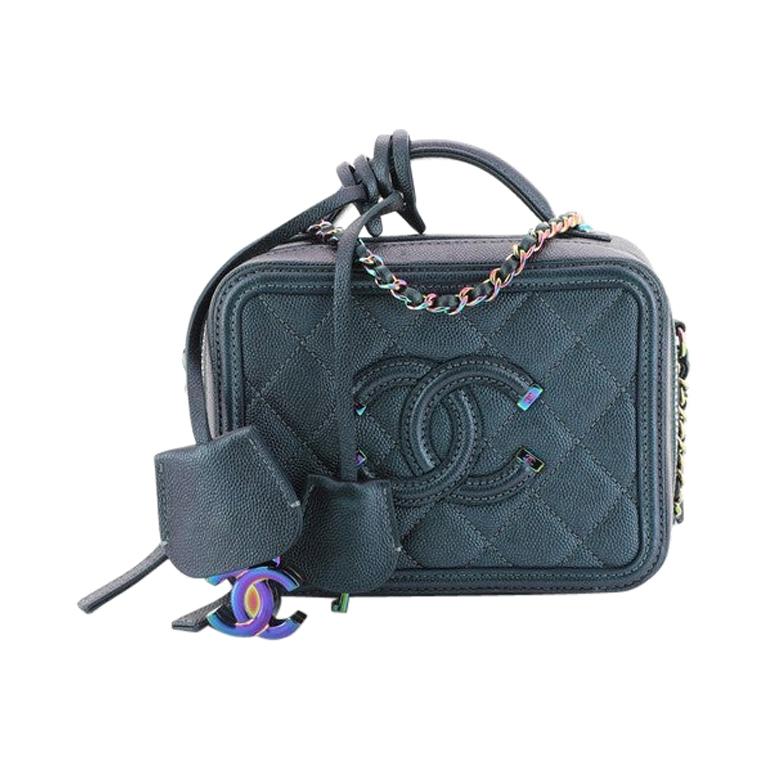 Chanel Filigree Vanity Case Quilted Iridescent Caviar Small at 1stDibs