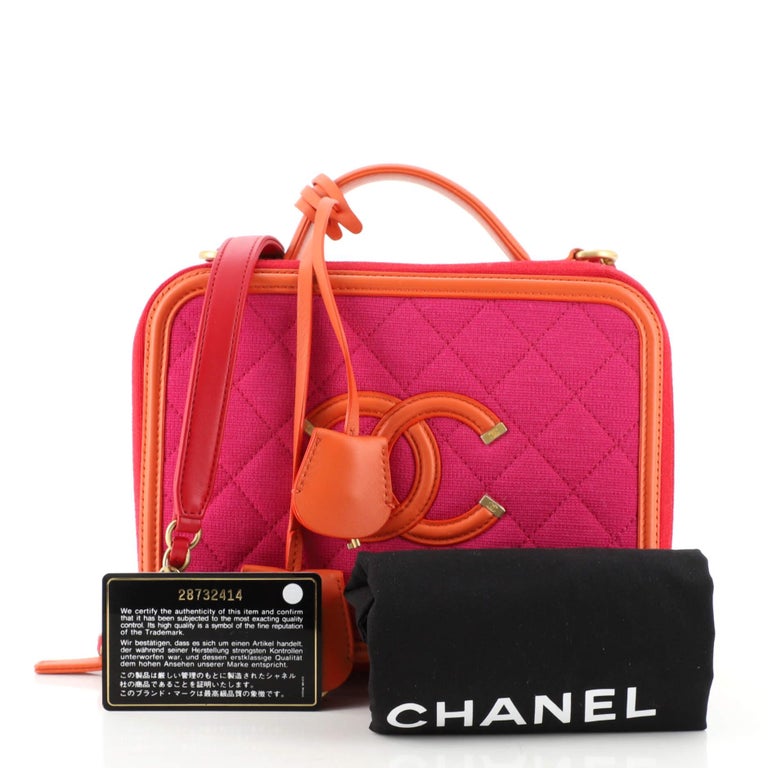 Chanel Filigree Vanity Case Quilted Jersey Medium at 1stDibs