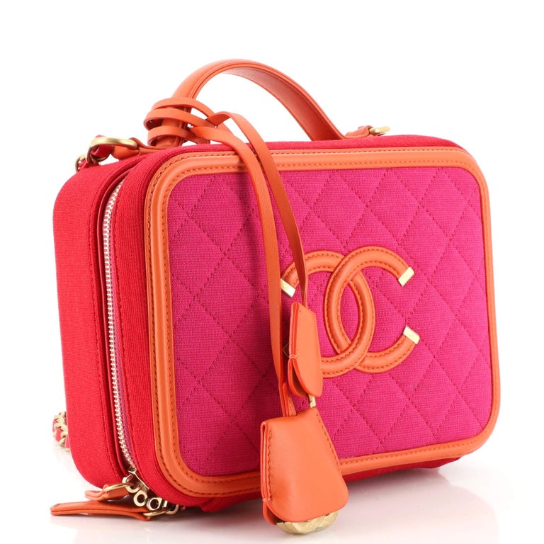 Chanel Filigree Vanity Case Quilted Jersey Medium at 1stDibs