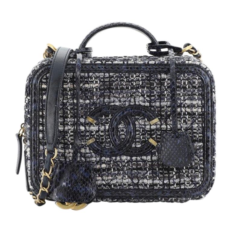 Chanel Filigree Vanity Case Quilted Tweed with Python Medium at 1stDibs ...