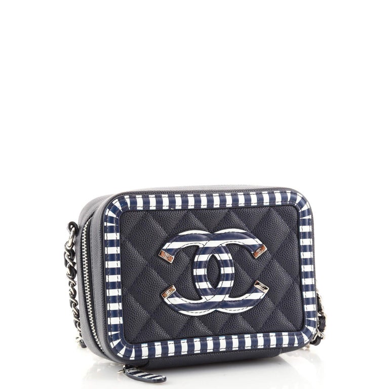 Chanel Filigree Vanity Clutch with Chain Quilted Caviar with Striped ...