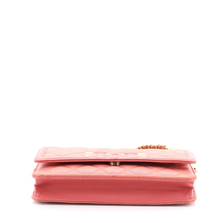 Chanel Filigree Wallet on Chain Quilted Caviar at 1stDibs