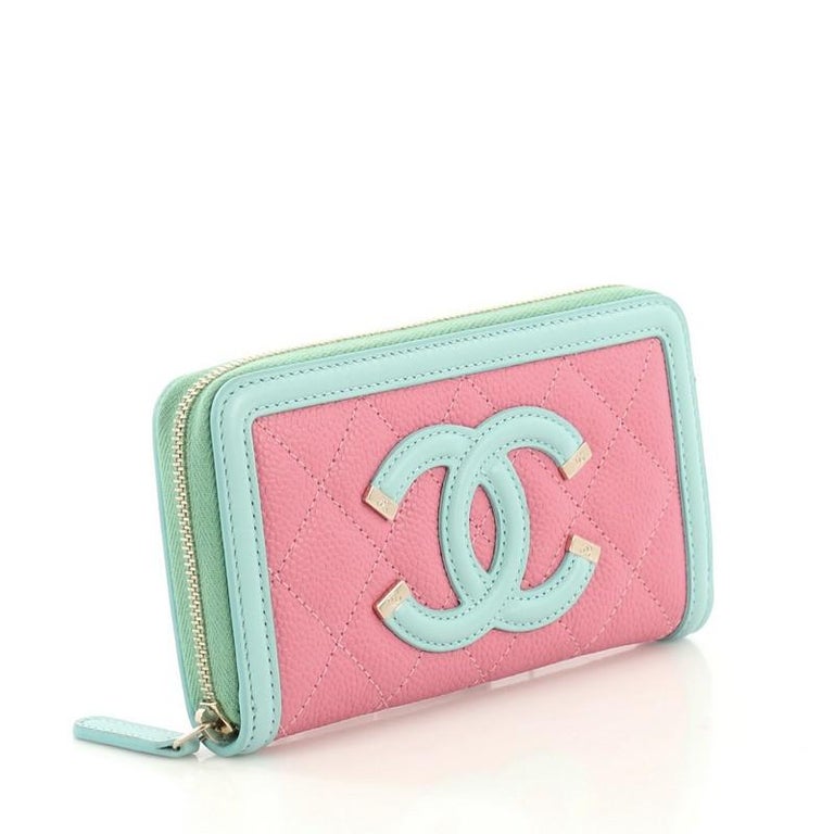 Chanel Filigree Zip Around Wallet Quilted Caviar Small at 1stDibs