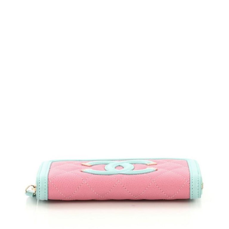 Chanel Filigree Zip Around Wallet Quilted Caviar Small at 1stDibs