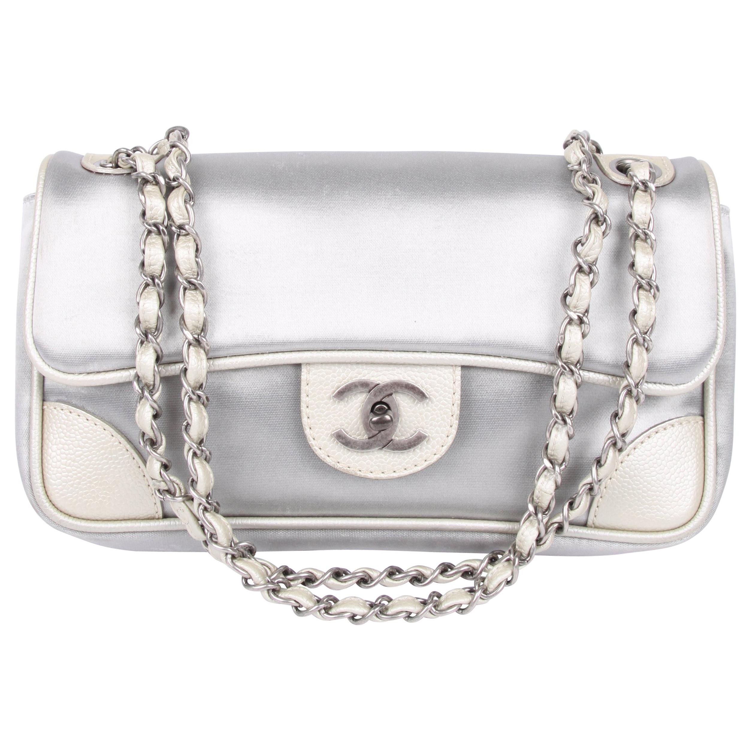 Rare Chanel Aged Silver Classic Flap Bag at 1stdibs