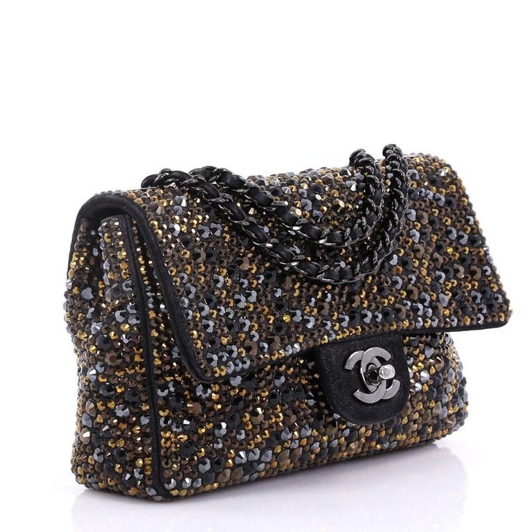 Chanel Flap Bag Strass Embellished Suede Small at 1stDibs