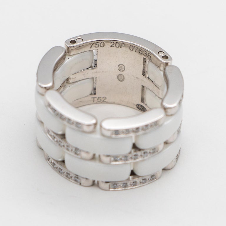 Chanel Flexible Ultra Ring White Ceramic and Diamonds Large Version 18 ...