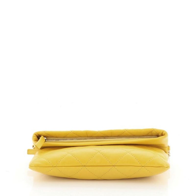Chanel Fold Over Chain Clutch Quilted Calfskin Small at 1stDibs