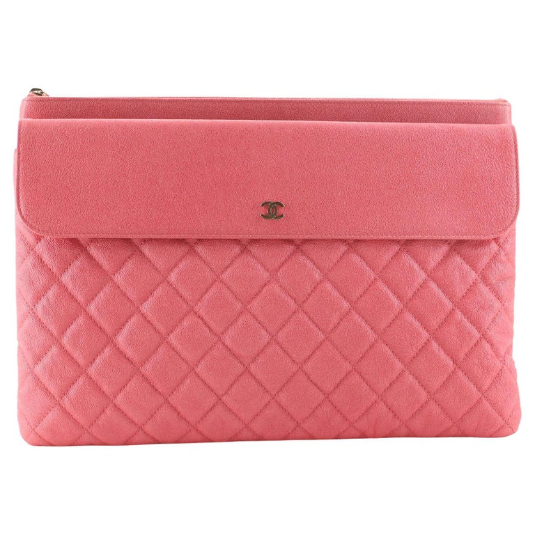 Chanel Front Pocket O Case Pouch Quilted Iridescent Caviar Large at 1stDibs