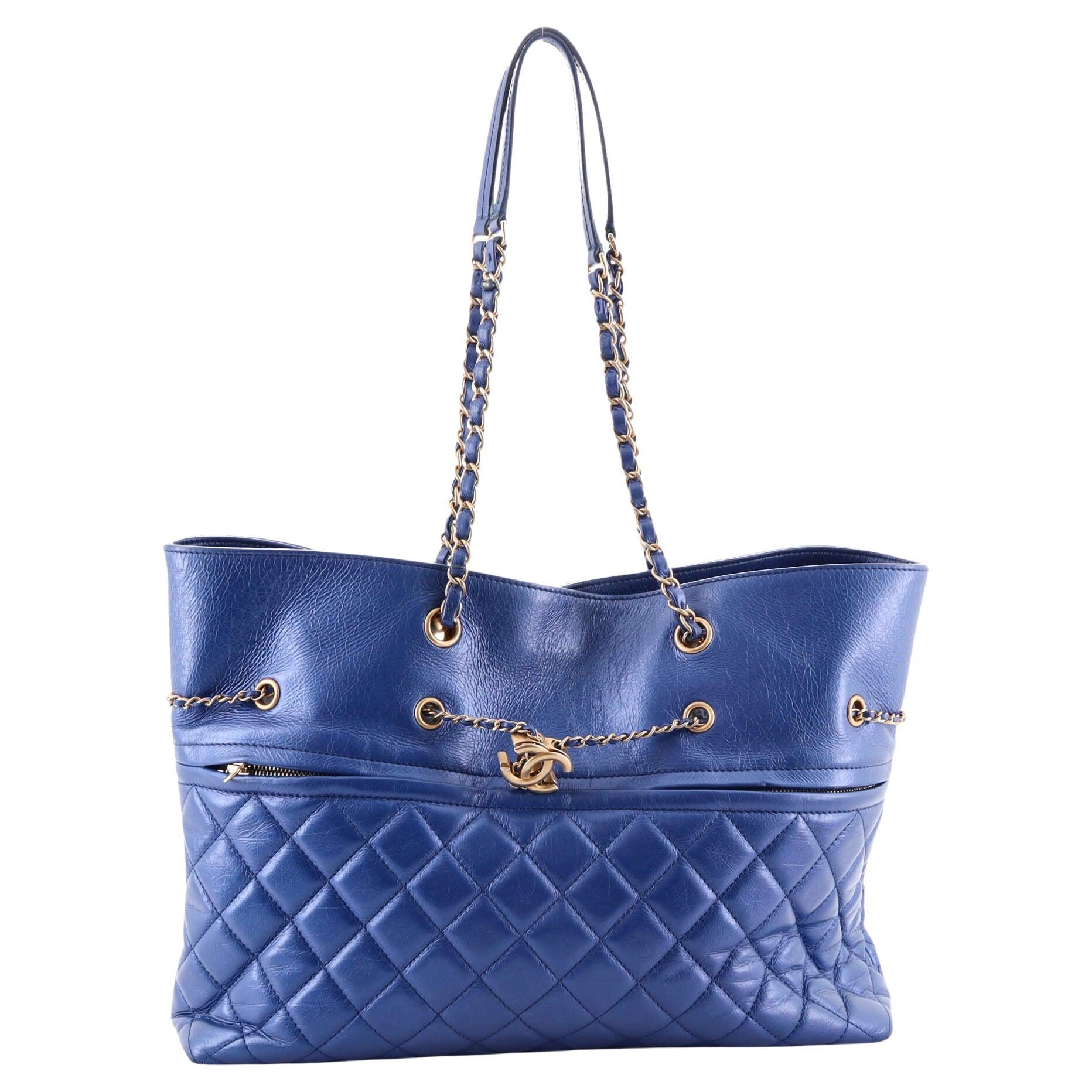 Chanel Drawstring Charm Bucket Bag Fringe Denim at 1stDibs