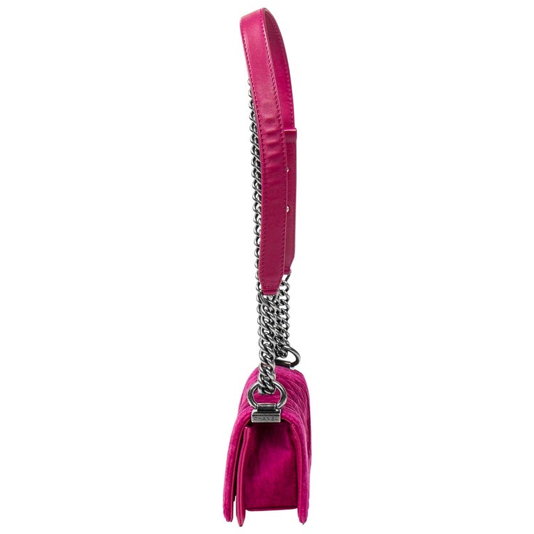Chanel Fuchsia Velvet Mini Boy Bag For Sale at 1stDibs
