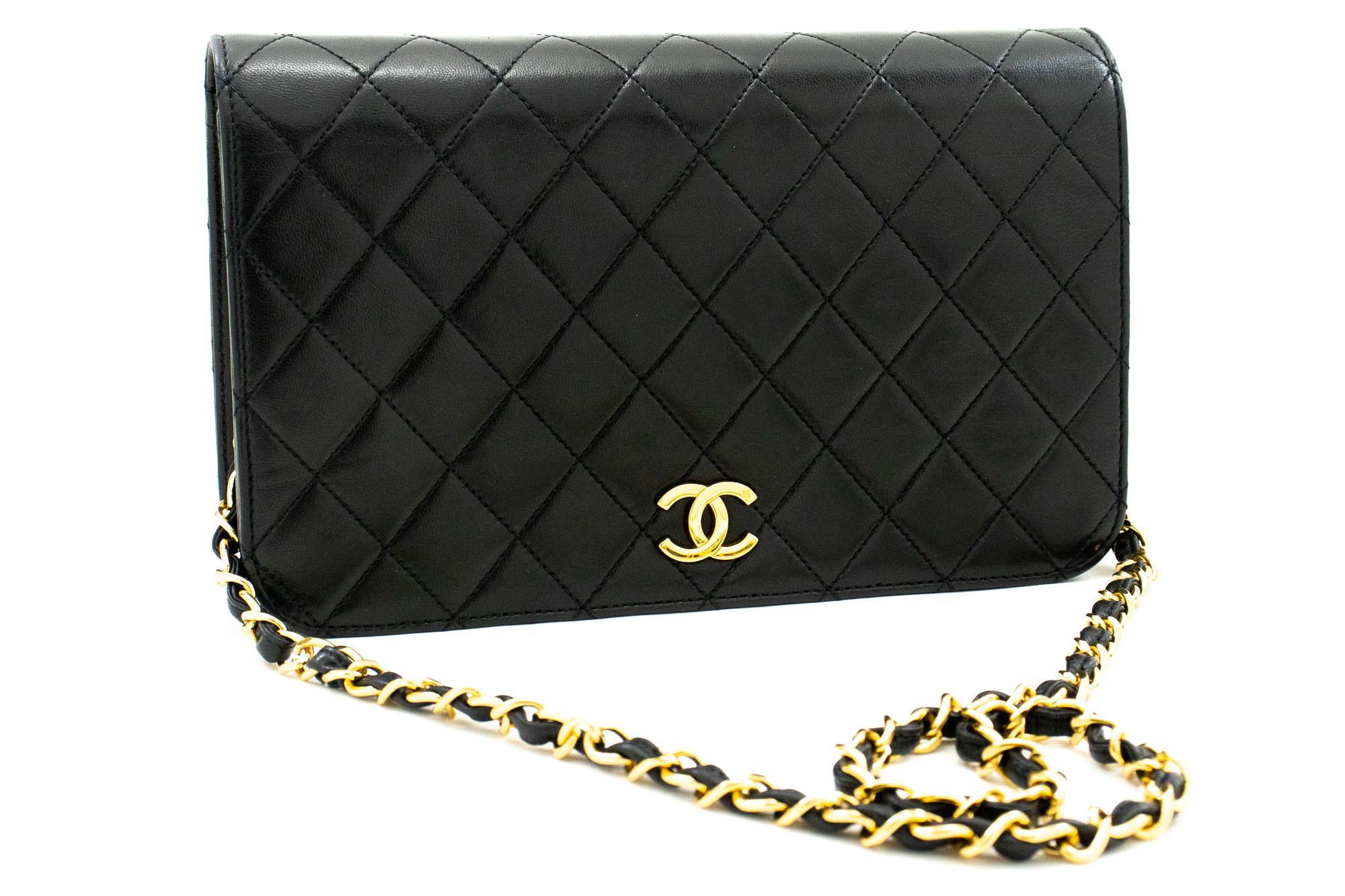CHANEL Full Chain Flap Shoulder Bag Black Clutch Quilted Lambskin at ...
