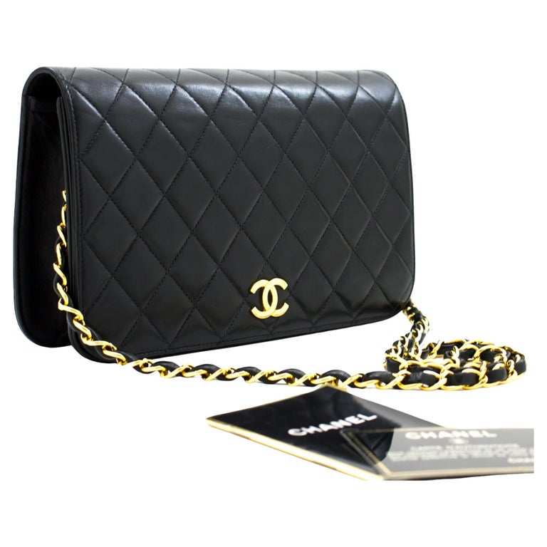 CHANEL Full Chain Flap Shoulder Bag Black Clutch Quilted Lambskin at ...