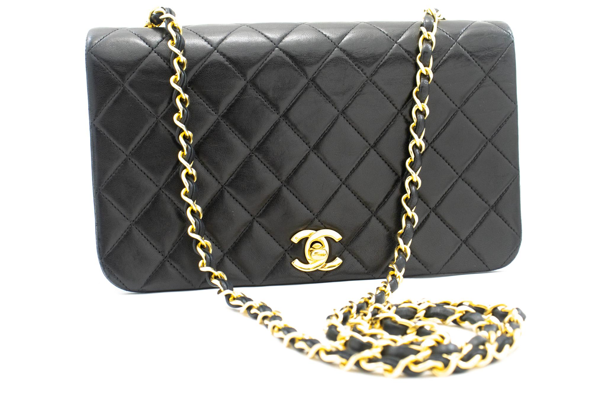 CHANEL Full Chain Flap Shoulder Bag Black Quilted Lambskin Leather For ...