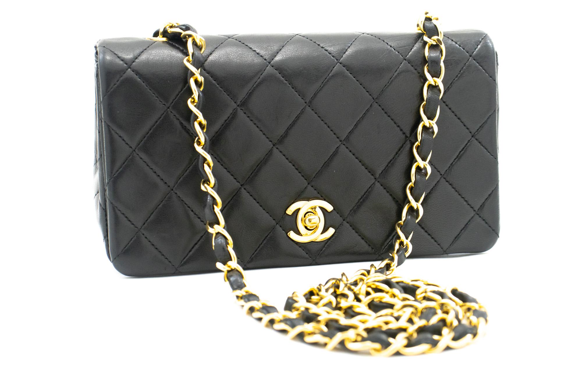 CHANEL Full Chain Flap Shoulder Bag Black Quilted Lambskin Leather at ...