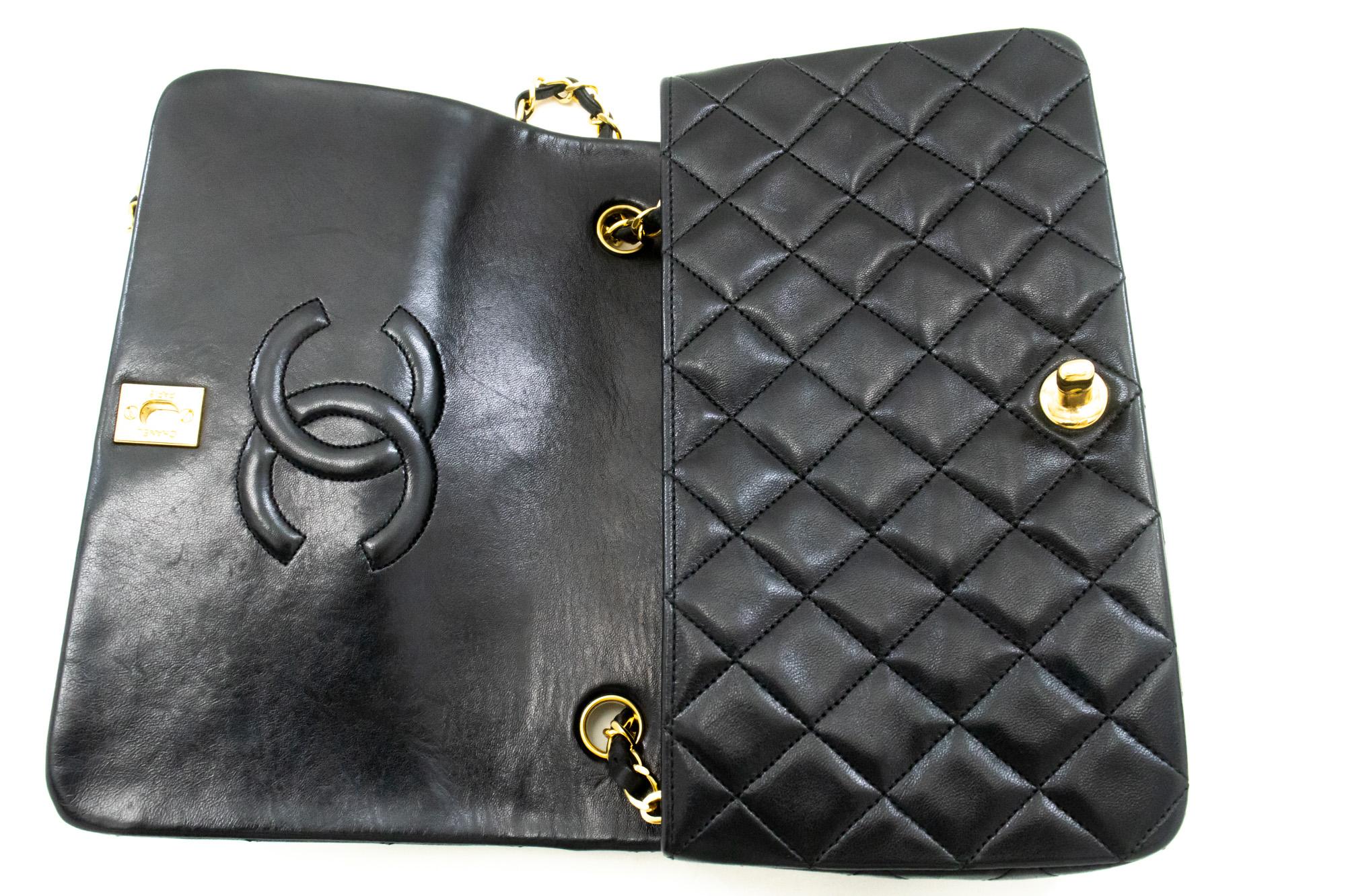 CHANEL Full Chain Flap Shoulder Crossbody Bag Black Quilted Lamb For ...