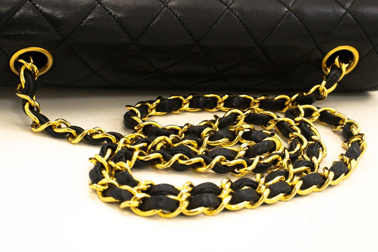 CHANEL Full Chain Flap Shoulder Crossbody Bag Black Quilted Lamb For ...