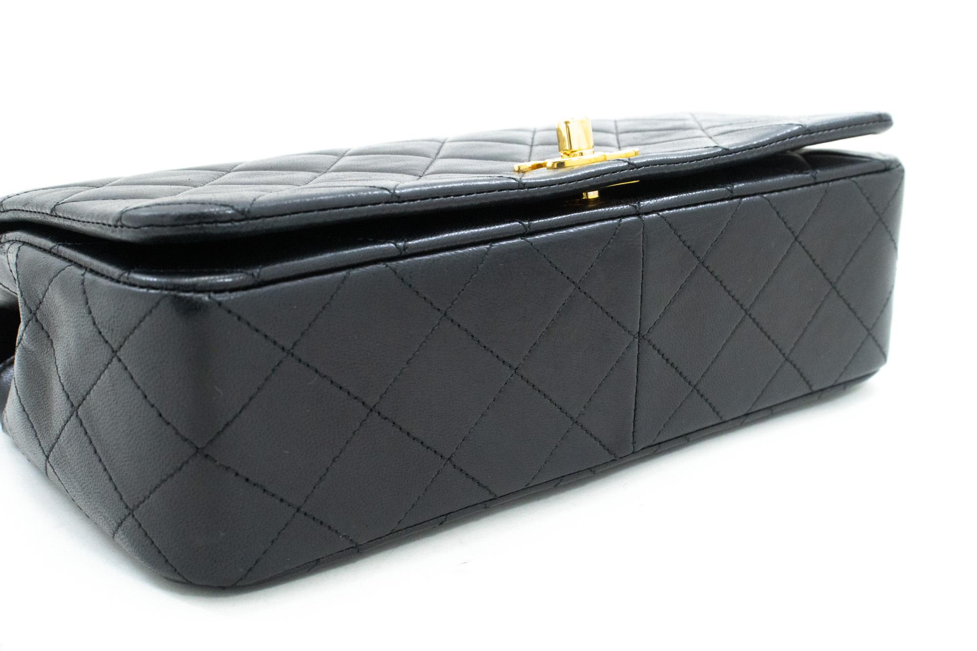 CHANEL Full Chain Flap Shoulder Crossbody Bag Black Quilted Lamb For ...