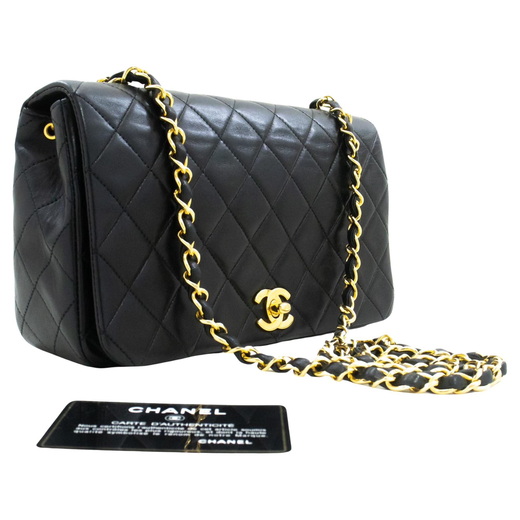 CHANEL Full Chain Flap Shoulder Crossbody Bag Black Quilted Lamb For ...