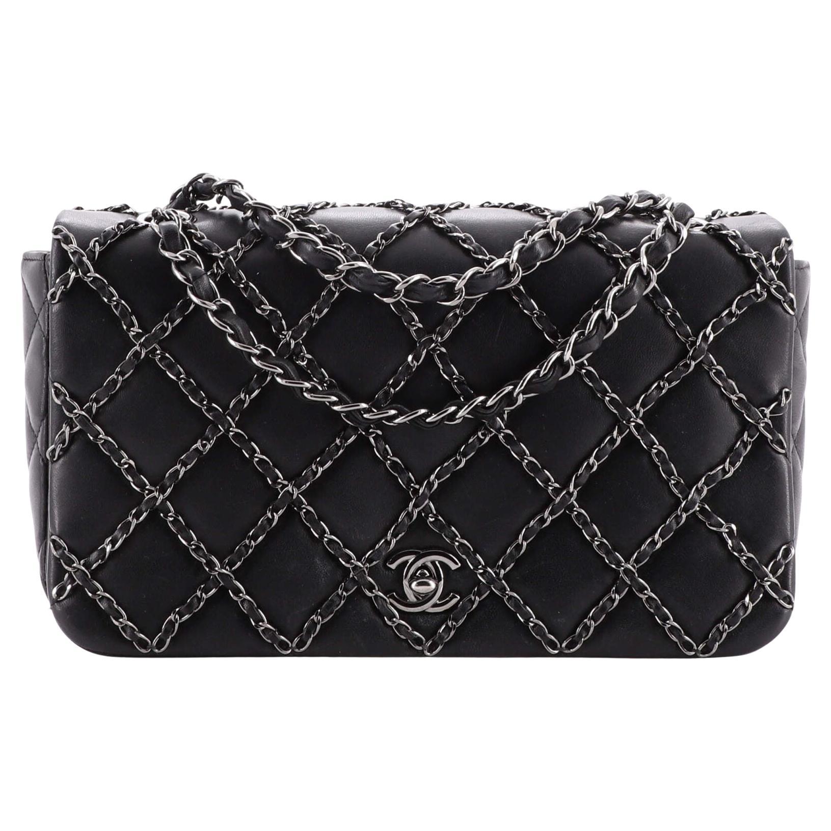 Chanel Full Flap Bag Chain Embellished Quilted Leather Small For Sale ...