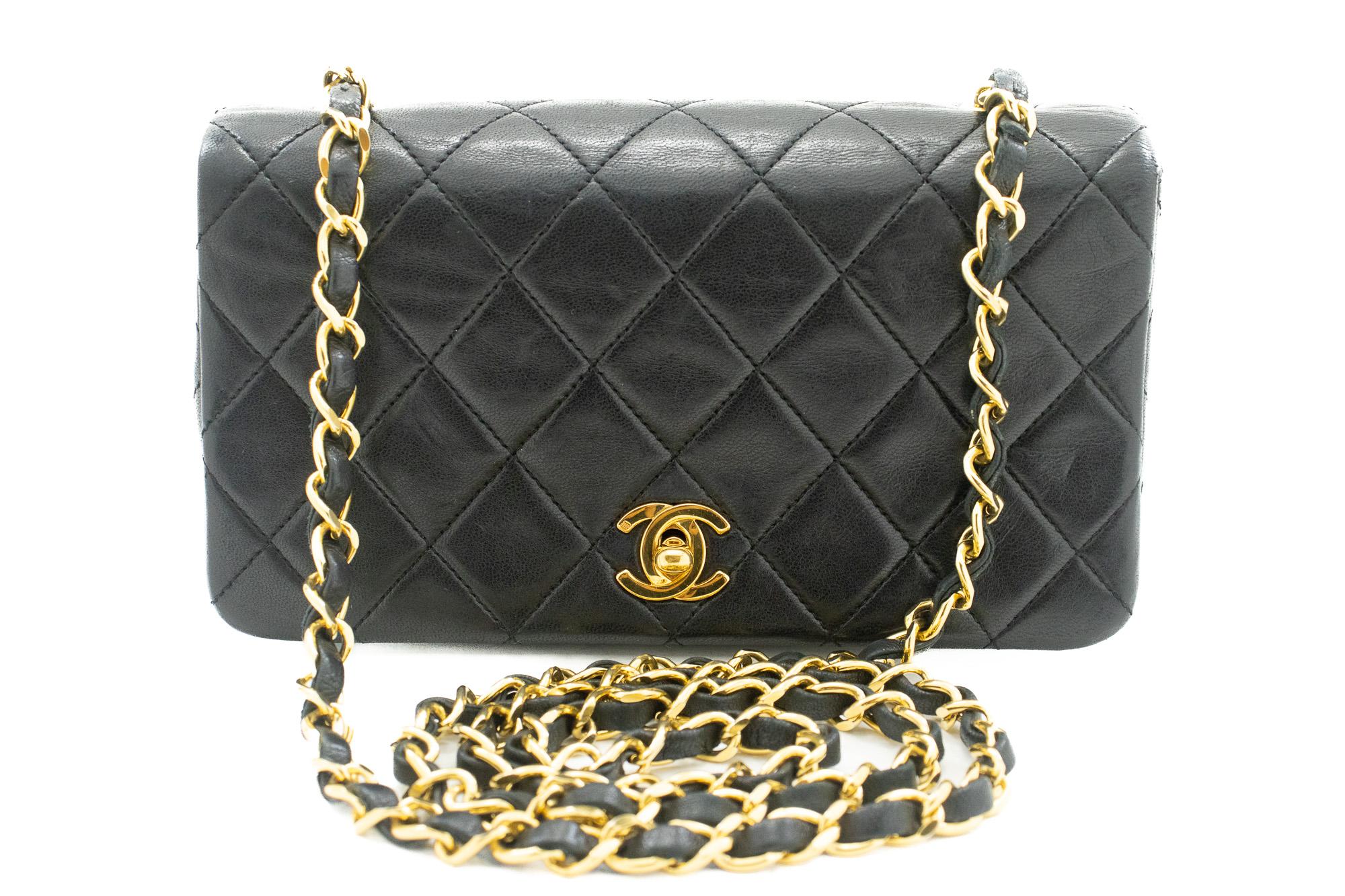 CHANEL Full Flap Small Chain Shoulder Bag Black Quilted Lambskin For ...