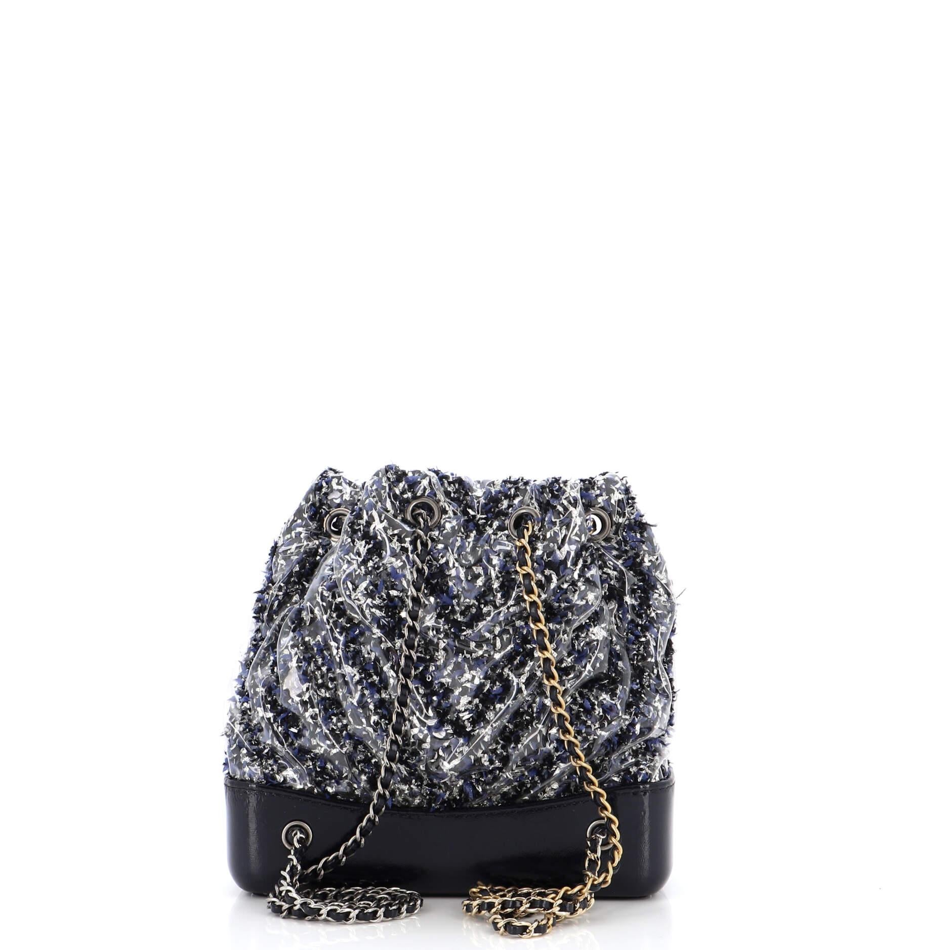 Chanel Gabrielle Backpack Quilted Tweed Small For Sale at 1stDibs